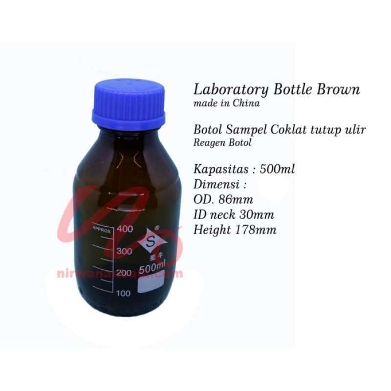 Promo Botol Sampel Coklat 500ml Rrc | Lab Bottle Amber | Reagen Diskon ...