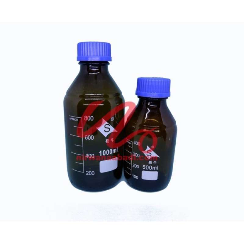 Promo Botol Sampel Coklat 500ml Rrc | Lab Bottle Amber | Reagen Diskon ...
