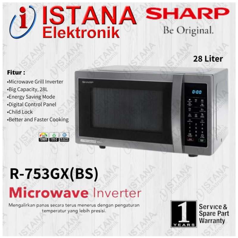 Promo Sharp Microwave Oven 28 Liter J-tech Inverter Series R-753gx(bs ...