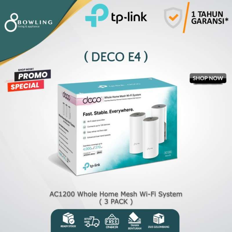 Promo Tp Link Deco E4 3 Pack Ac1200 Whole Home Mesh Wifi System ( 3 Pcs ...