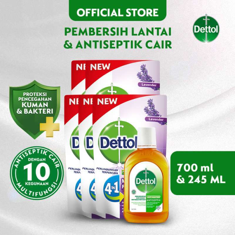 Promo Dettol Pembersih Lantai Lavender 700ml X5 + Antiseptik 245ml Diskon 23% Di Seller Bumi ...