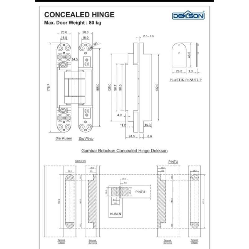 Promo Engsel Concealed Dekkson D80 Matt Black Invisible Hinge Dekson Bk ...