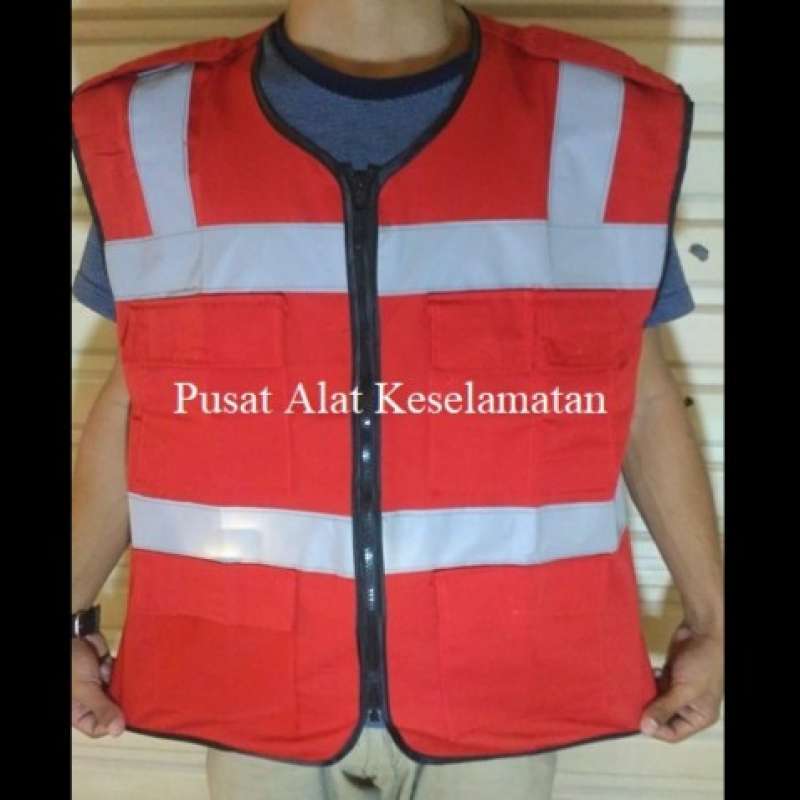 Promo Rompi Proyek Safety Drill 4 Kantong Warna Merah Diskon 23% Di ...