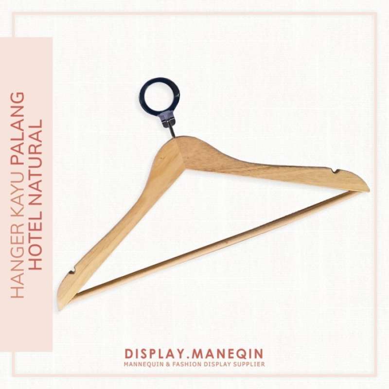 Promo Gantungan Baju Kastok Hanger Kayu Hotel Palang Hook Anti Theft ...