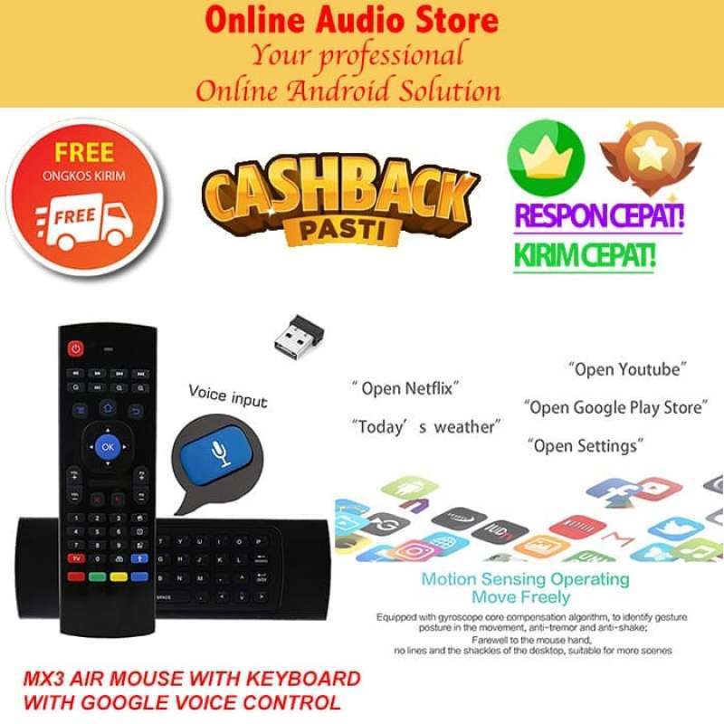 Promo Air Mouse Gyro Sensing Keyboard MX3 with Voice Control & BACKLIT ...