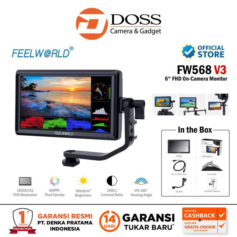 Jual Feelworld Fw568 V3 6 Inch 3d Lut Camera Field Monitor Fw 568 V3 Di