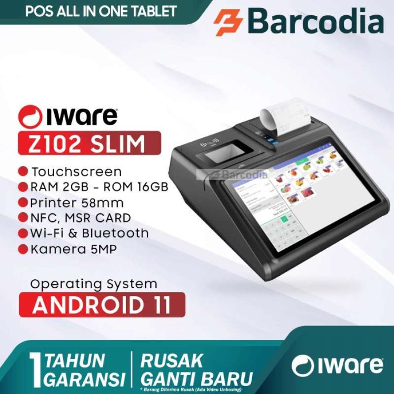 Promo Android 11 POS Desktop Mesin Kasir IWARE Z102 Printer 58 mm 2GB ...