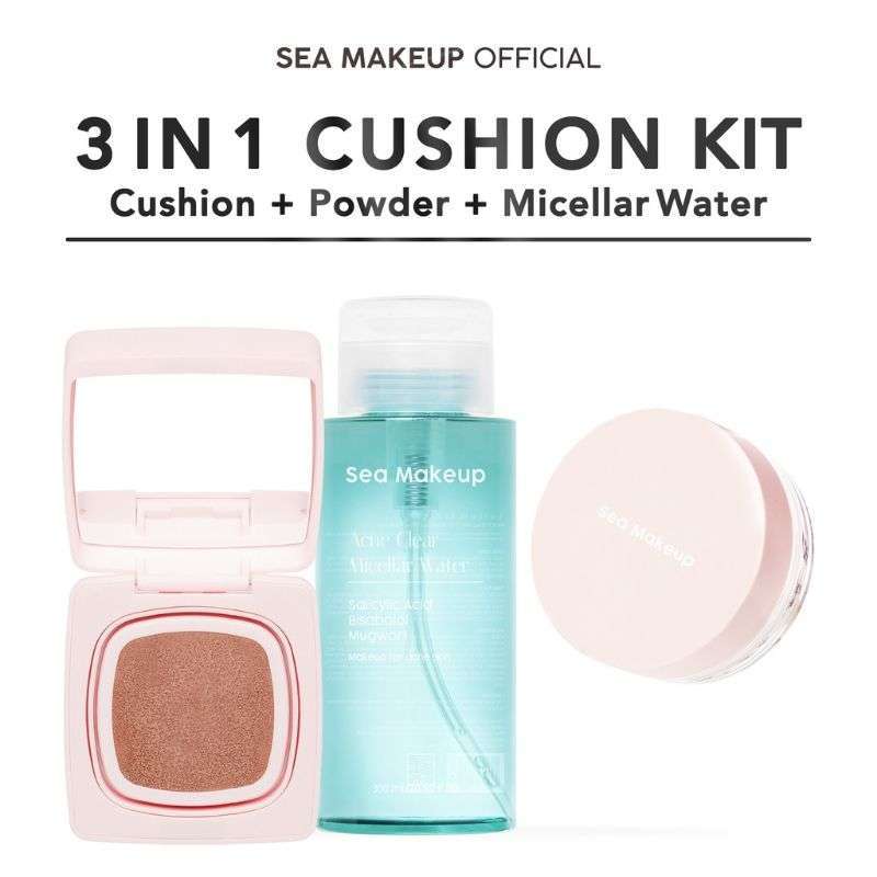 Promo Sea Makeup Bundle 3 in 1 Cushion + Setting Powder + Micellar ...