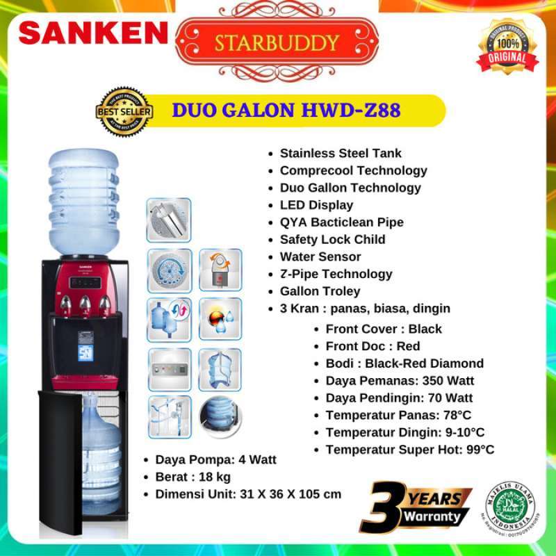 Promo Dispenser Sanken 2 in 1 Galon Atas-bawah,Murah n Praktis Diskon ...