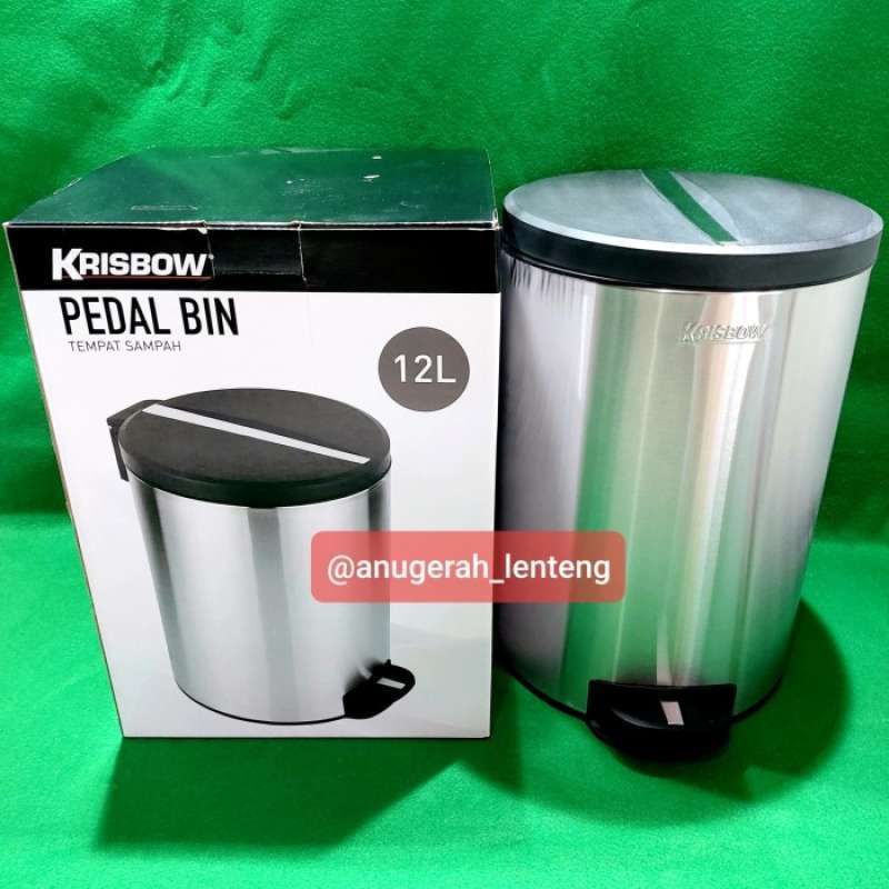 Promo Tong Sampah Injak Stainless Pedal Bin Tempat Sampah Krisbow 12 Liter Diskon 23% di Seller ...