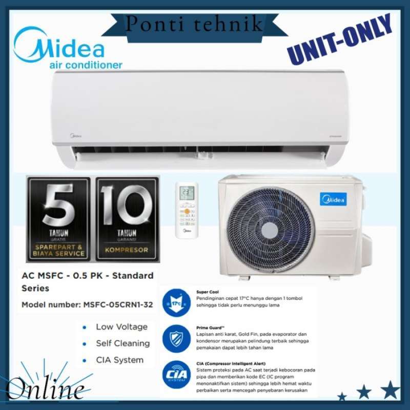 Promo Ac Split Low Watt Midea Msfc-05crn1-32 ½ Pk Unit Only Diskon 23% ...