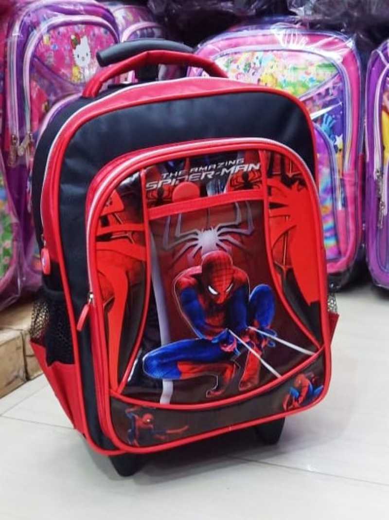 Jual Tas Dorong Trolley Anak Sekolah Tk Spiderman Laba Laba + Tas Bekal Di Seller Super Hemart ...