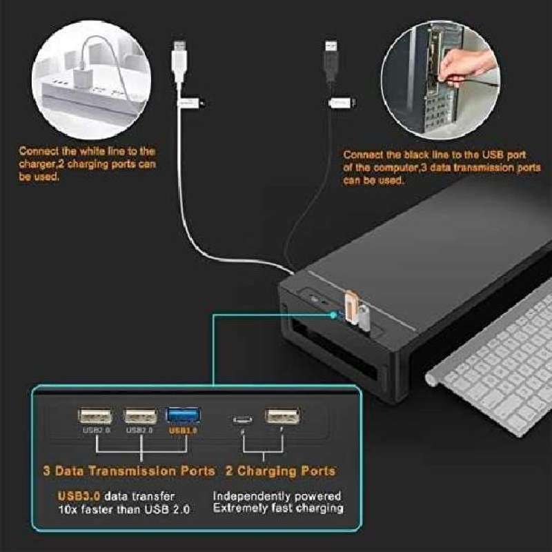 Jual Meja Laptop Desk Monitor Stand with USB 3.0 and Charging Port - di ...