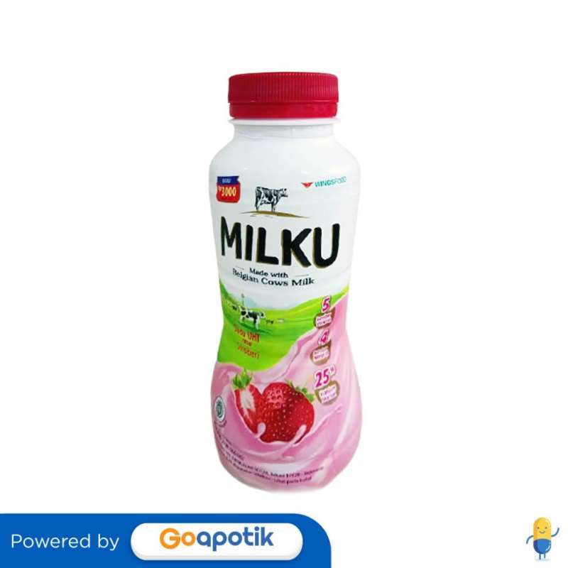 Jual Milku Susu Uht Rasa Strawberry 200 Ml Botol Di Seller Apotek ...