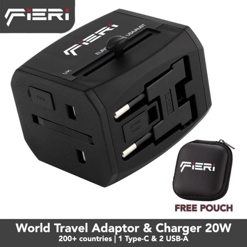 Jual Fieri World Universal Travel Adaptor Charger 45w Xi2 Type C & 3 ...