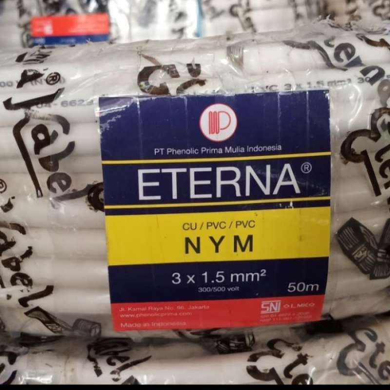 Promo KABEL NYM MERK ETERNA 3x1,5 / KABEL KAWAT TEMBAGA ISI 3 per-ROLL ...