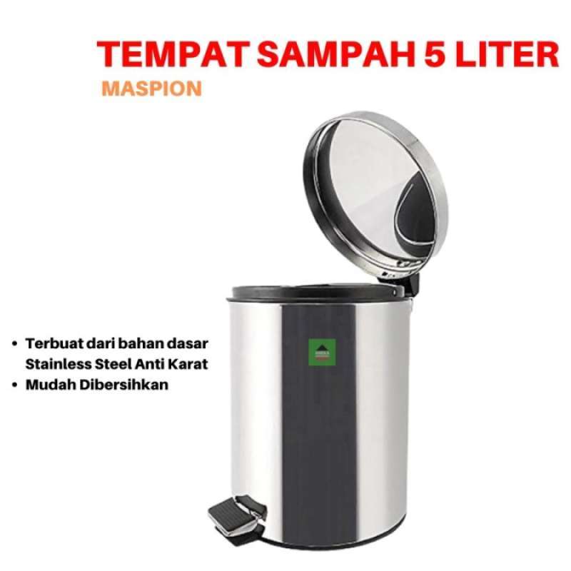 Promo Maspion D-25 D25 Dustbin 5l Dust Bin Pedal Stainless Tempat ...