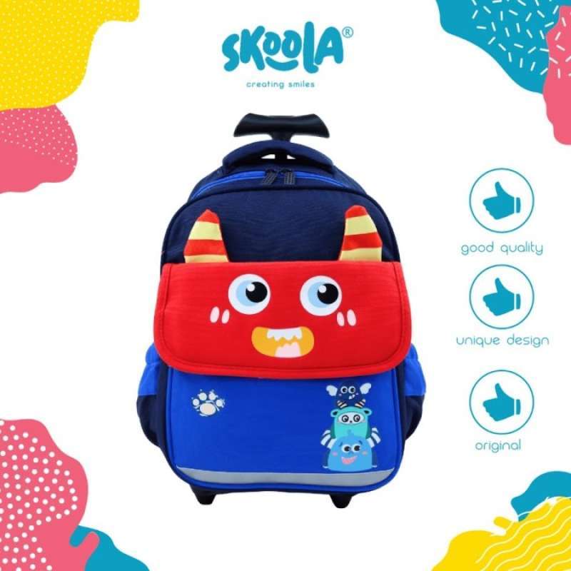 Promo Skoola Tas Sekolah Anak Laki PAUD TK Trolly Ransel Monster ...