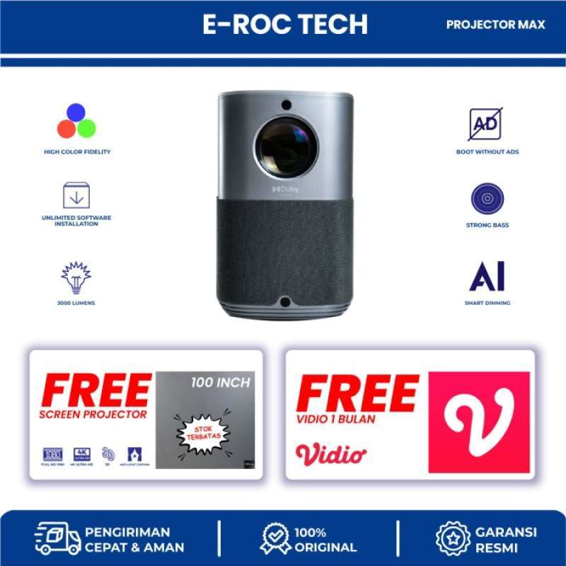 Promo EROC Android Smart Home Proyektor - Dolby - FHD - 415 ANSI ...
