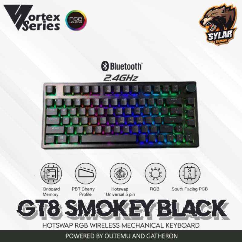 Promo Vortexseries Gt8 / Gt-8 Smokey Rgb Hotswap Mechanical Gaming ...
