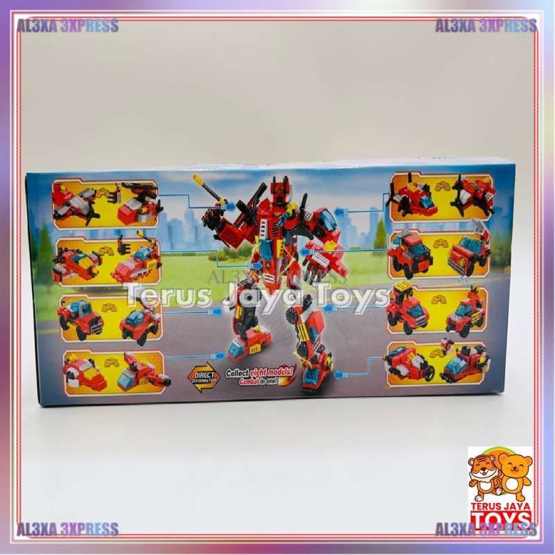 Promo Mainan Kreatif Anak Block Mobil Pemadam Robot Transformer 8in1 ...