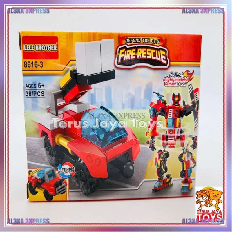 Promo Mainan Kreatif Anak Block Mobil Pemadam Robot Transformer 8in1 ...