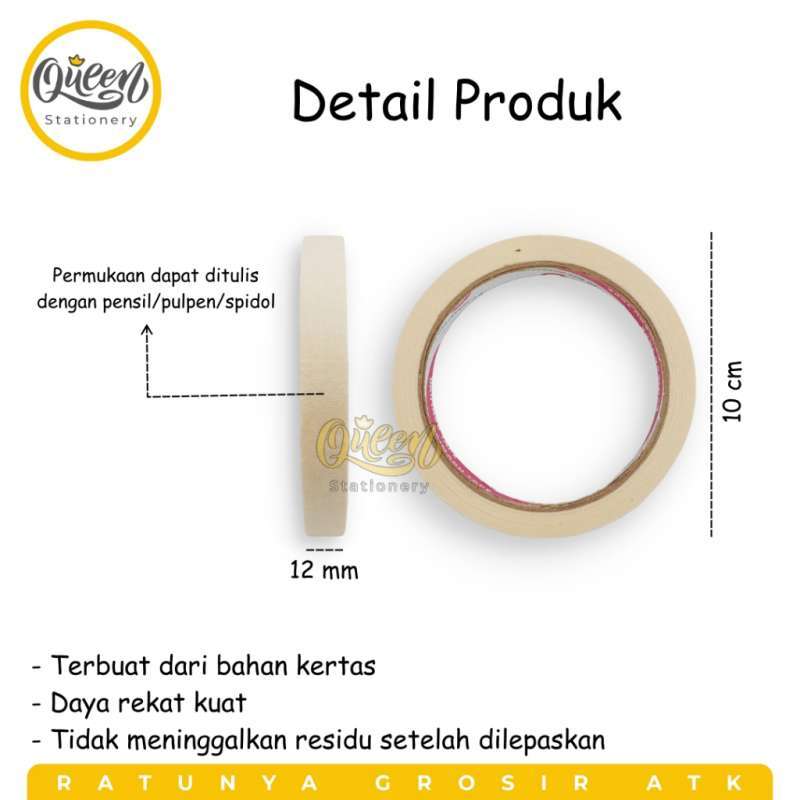 Jual 1 Roll Masking 12mm Daimaru Lakban Isolasi Tape Kertas (005512) Di ...