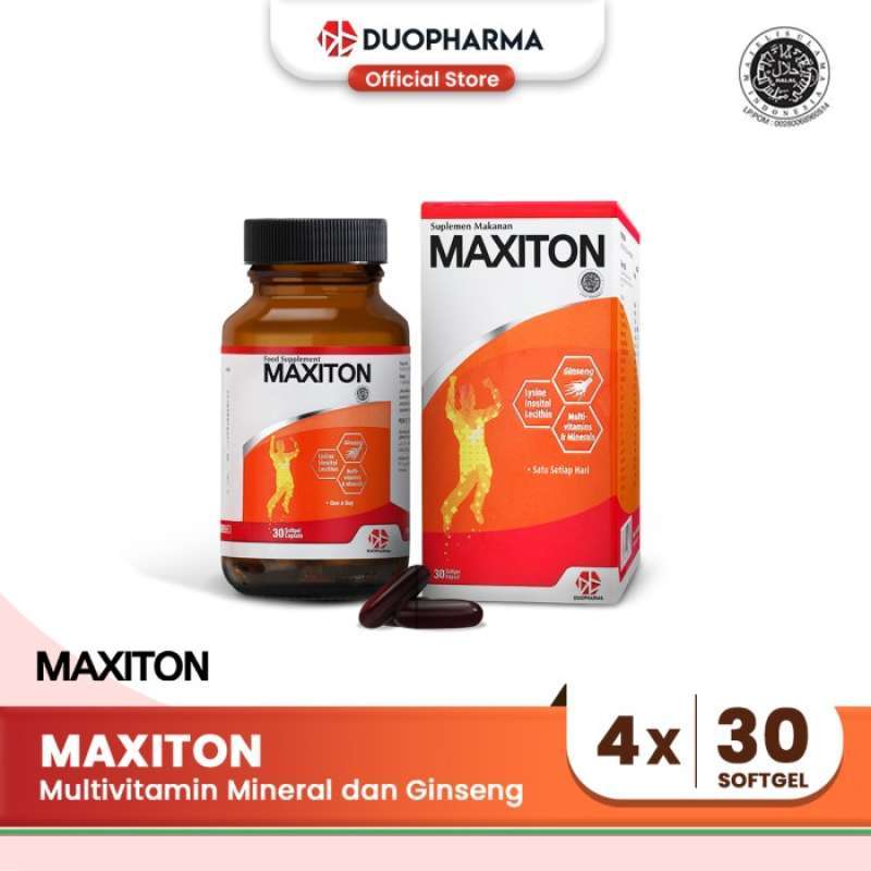 Promo Maxiton Suplemen Multivitamin Mineral Dan Ginseng (30 X 4 Botol ...