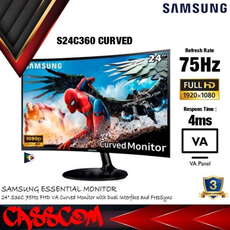 Jual Samsung Curved S24C360 24 Inch LED Monitor HDMI+VGA Full HD 75Hz ...