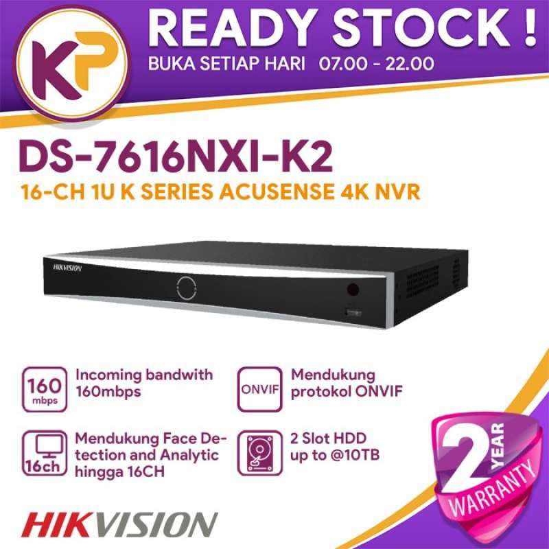 Promo New Hikvision Ds-7616Nxi-K2 16Ch 1U K Series Acusense 4K Nvr H.265 Terbaru - HDD 8TB MFI ...