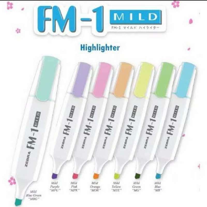Jual Zebra Fm 1 Mild Pastel Highlighter Pen Penanda Pewarna - Paket 7 ...