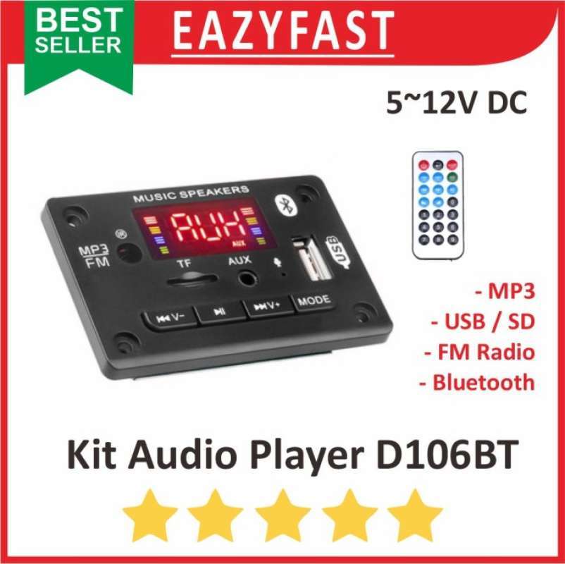 Jual Kit MP3 Audio Player D106BT Board USB BT Bluetooth FM Ampli ...