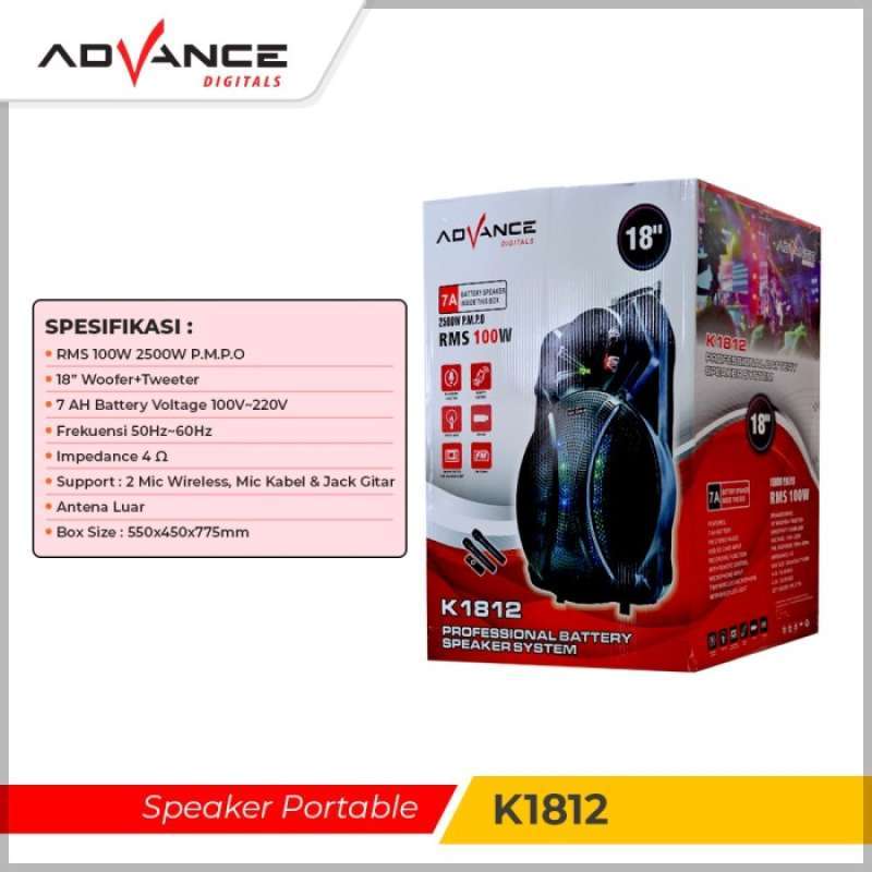 Promo Advance K-1812 Speaker Meeting Portable 18 Inch Free 2 Mic Wireless Diskon 25% Di Seller ...