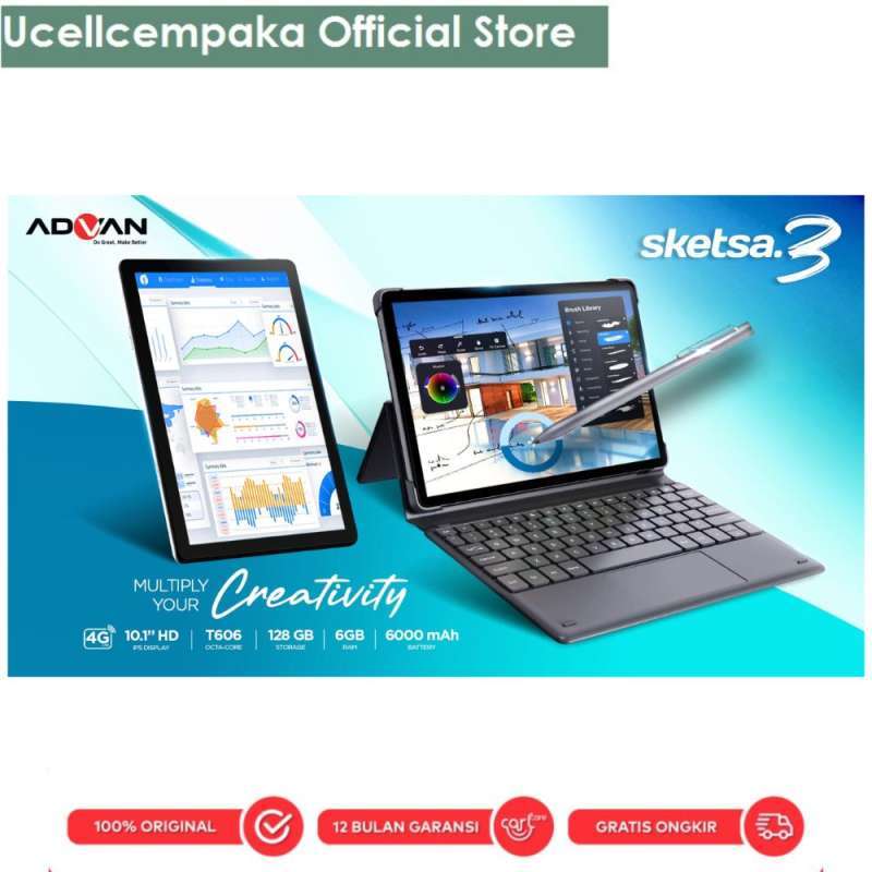 Promo Advan Tab Sketsa 3 10.1 HD IPS 128GB+Ram 6GB Tiger T606 Android ...