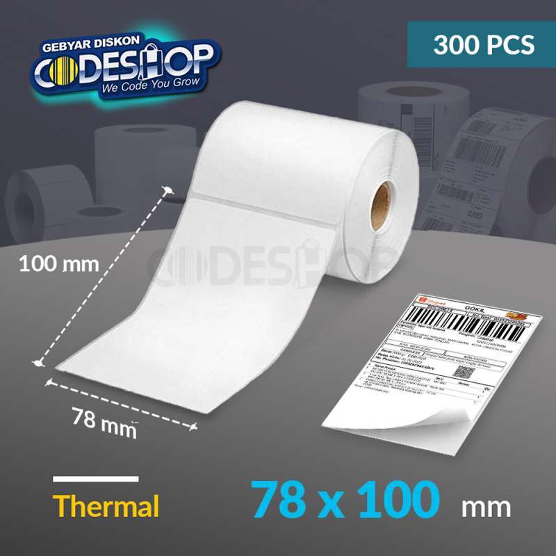 Jual Codeshop Label Thermal 78 X 100 Mm 1 Line Stiker Resi Printer ...