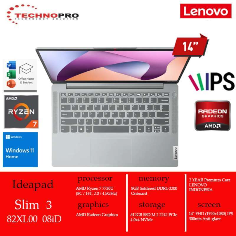 Jual Lenovo Ideapad Slim 3 14abr8 07id 08id || Amd Ryzen 7 7730u Vga Radeon 8gb 512gb Ssd ...