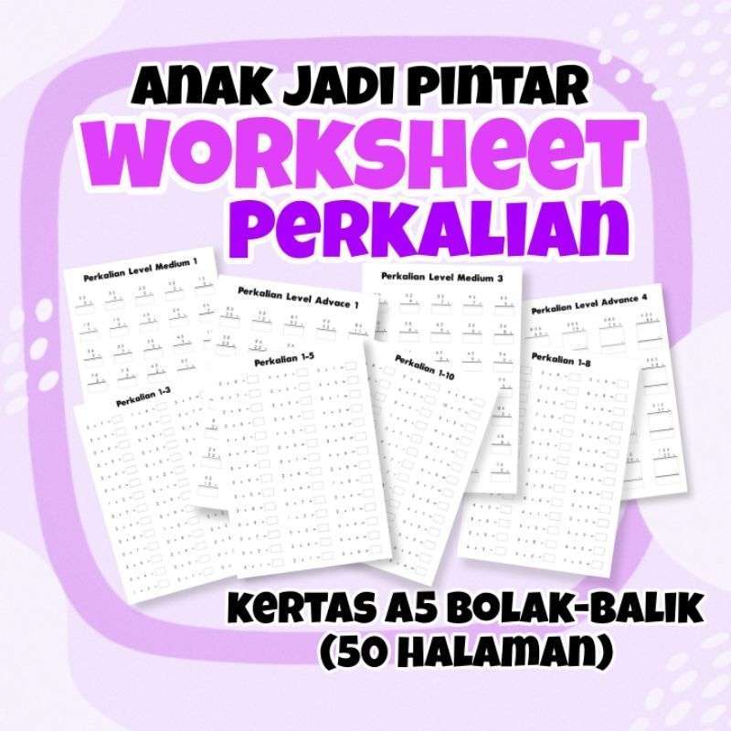 Jual lembar kerja anak perkalian | worksheet multiplication | soal ...