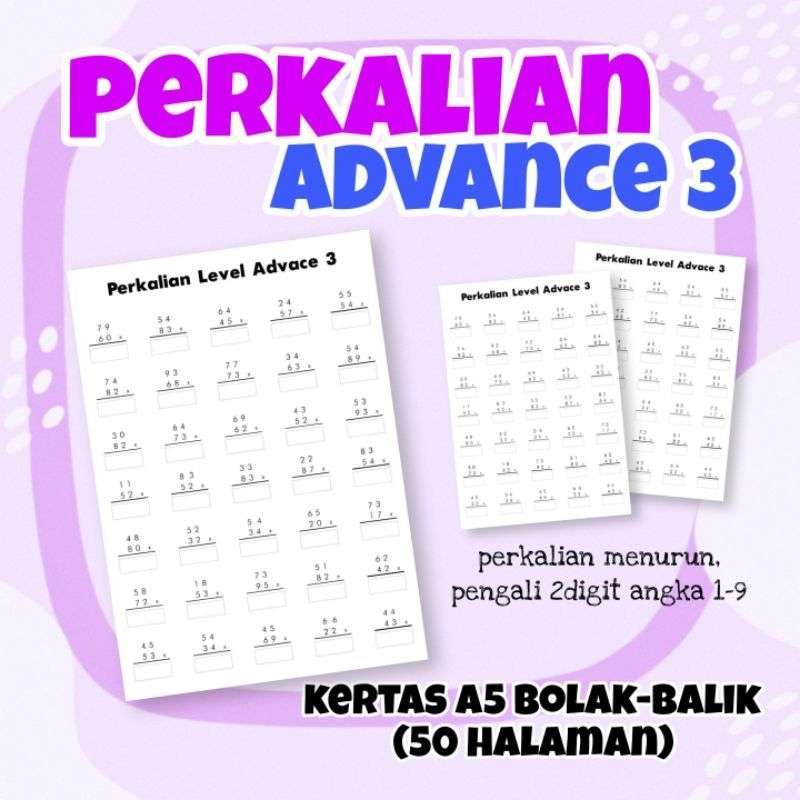 Jual Lembar Kerja Anak Perkalian | Worksheet Multiplication | Soal ...