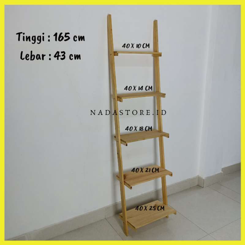 Promo standing Rak sudut / Ladder Rak 5 anak tangga Solid Wood ...