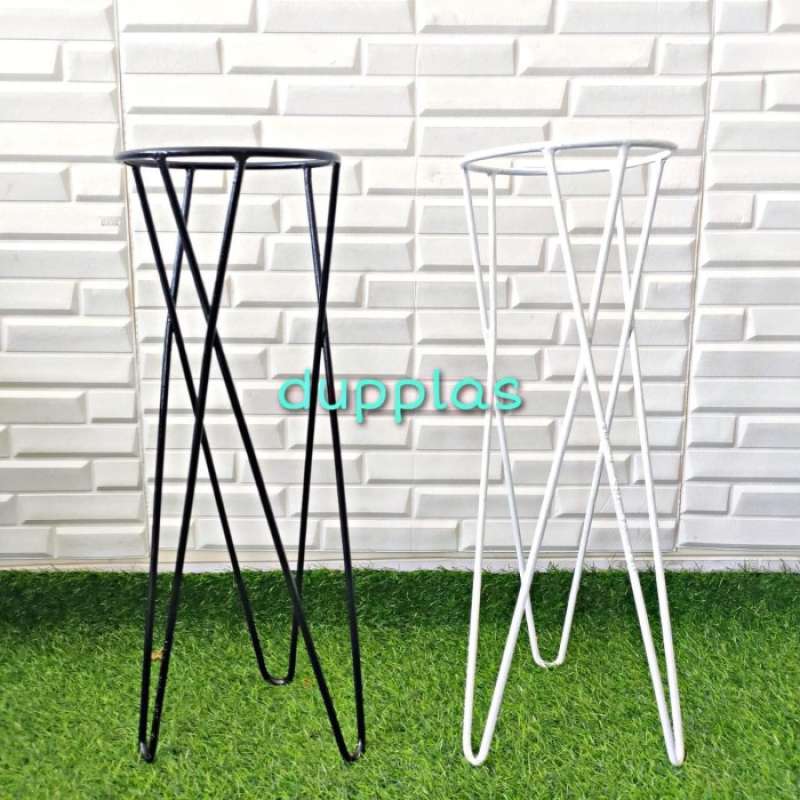 Promo Pot Standing Besi Putih Model Bulat Kaki Tiga Tanaman Murah Unik ...