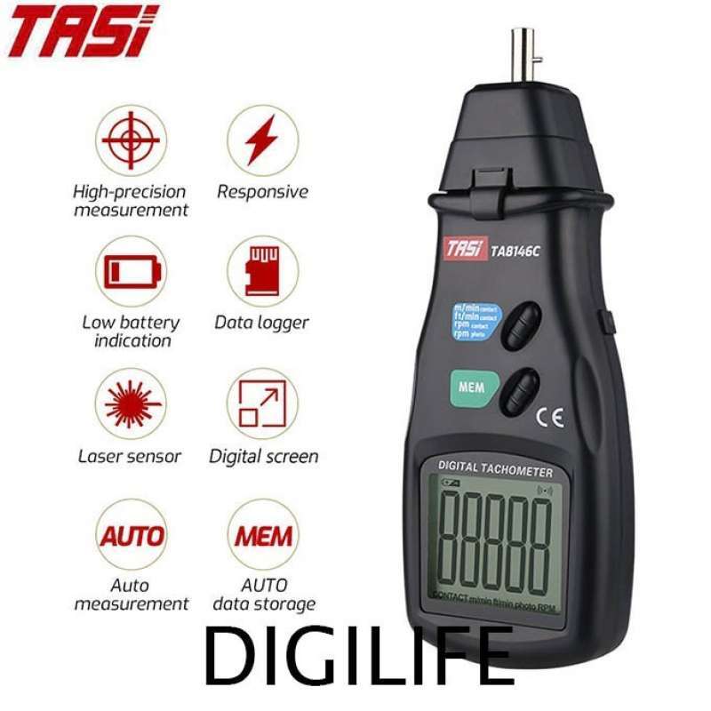 Promo Digital Tachometer Data Logger 2in1 Laser Contact Tasi Ta8146c ...