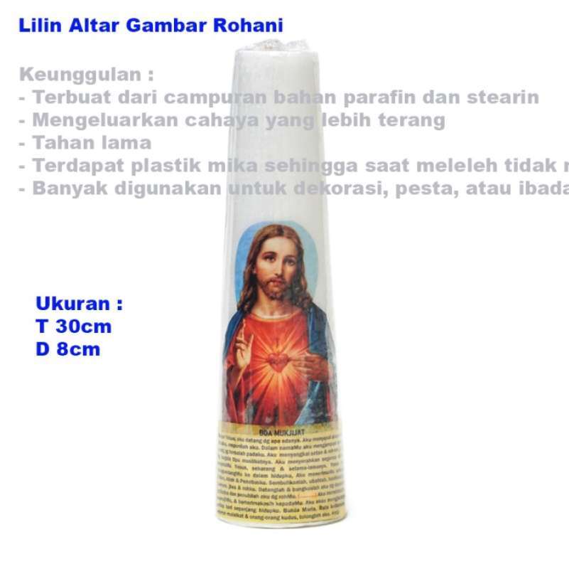 Promo Lilin Misa Altar Doa Digereja Putih Gambar Rohani Yesus Uk. 30 X ...