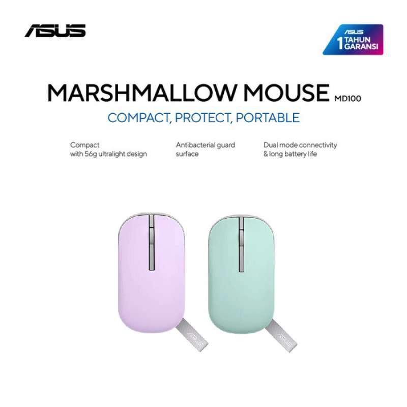 Promo ASUS Marshmallow Mouse MD100 - Lilac Purple set Diskon 17% di ...