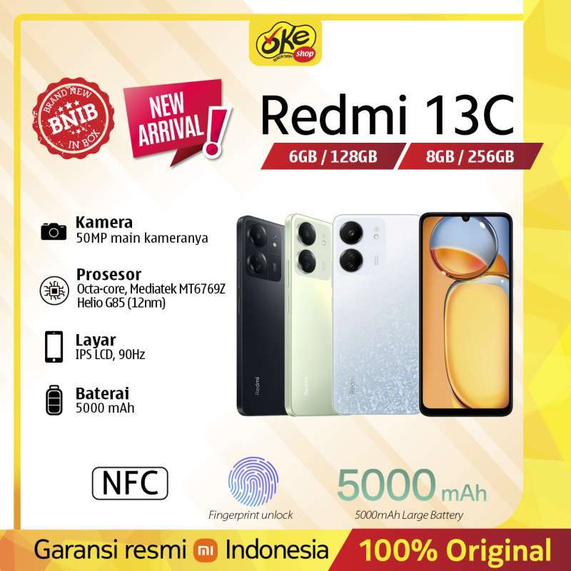 Promo Xiaomi Redmi 13c NFC 6 128GB 8 256 GB Garansi Resmi 6 128GB Green Diskon 10 Di Seller