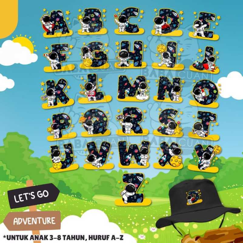 Jual Topi Anak Rimba Pancing Alfabet/Huruf/Alphabet Space Kids - B di ...