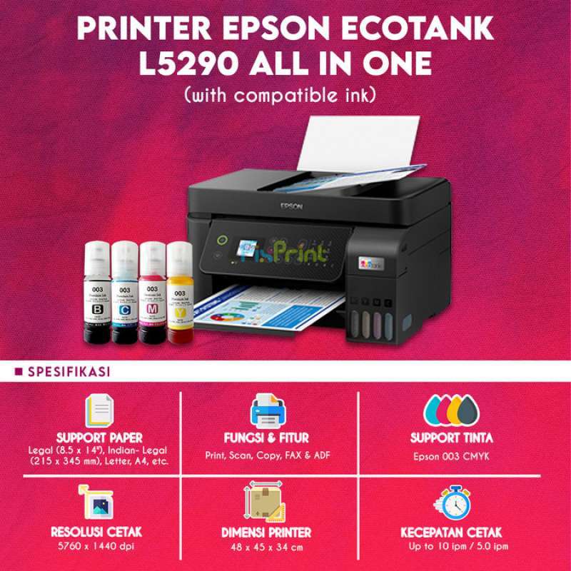 Promo Epson L5296 All-in-One Printer + WiFi + ADF (Pengganti L5190 ...