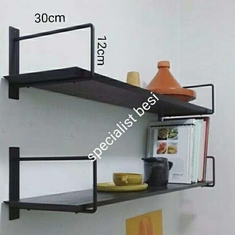 Promo Rak Besi Tempel Dinding 30cm + Papan Kayu Panjang 80cm Diskon 23% ...