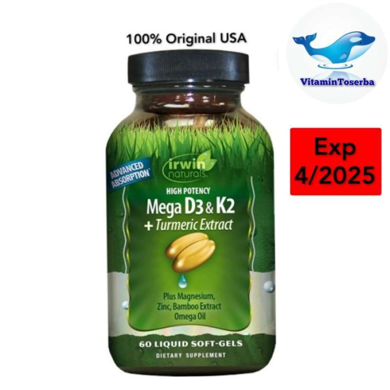 Promo Irwin Naturals High Potency Mega D3 & K2 + Turmeric Extract 60 ...