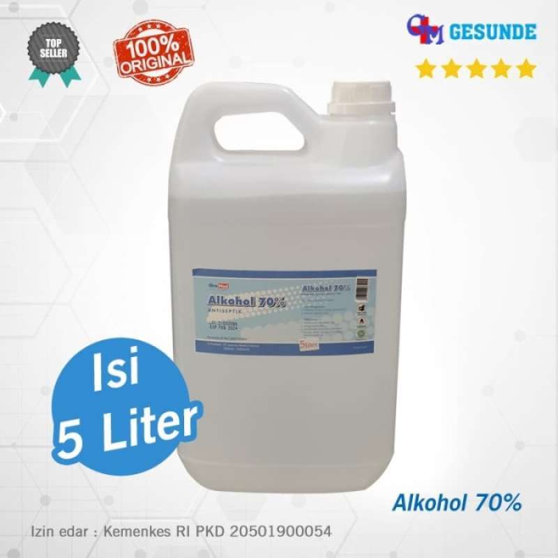 Promo Alkohol 70% Ukuran 5 Liter MURNI STANDAR MEDIS PUNYA IZIN EDAR RESMI Diskon 33% di Seller ...