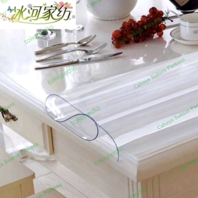 Promo TAPLAK MEJA PVC TRANSPARAN - TAHAN AIR TEBAL 3MM X 120CM x 60CM ...